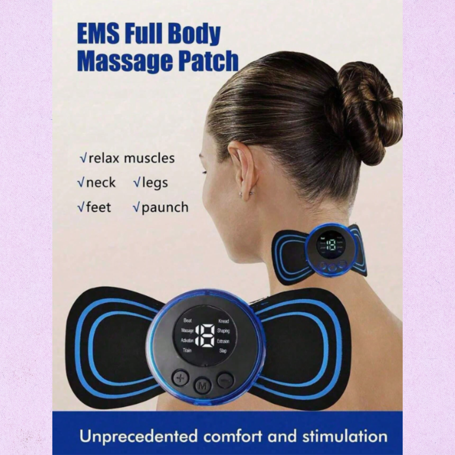 Portable EMS Full Body Massage Patch – 8 Modes, 19 Intensity Levels ...